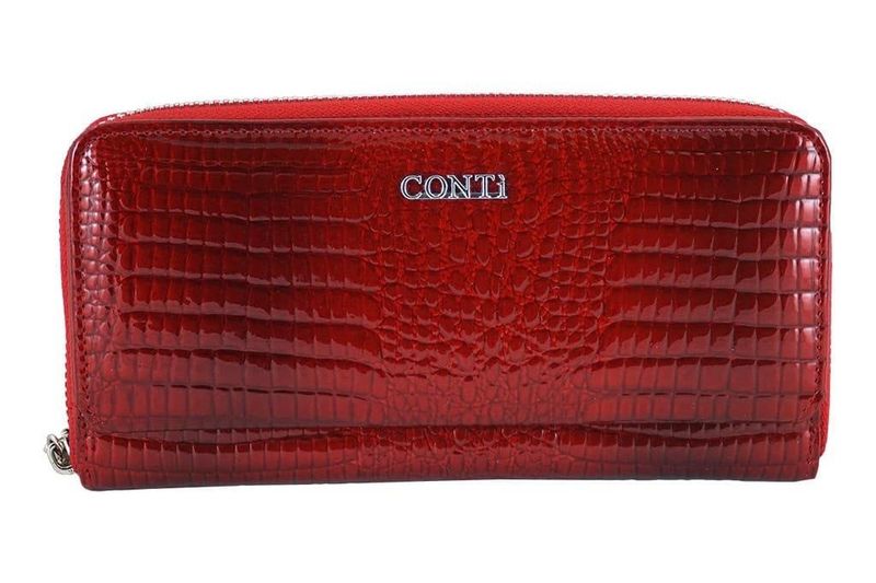 CONTI - elegancki portfel damski - Czerwony - Arena.pl
