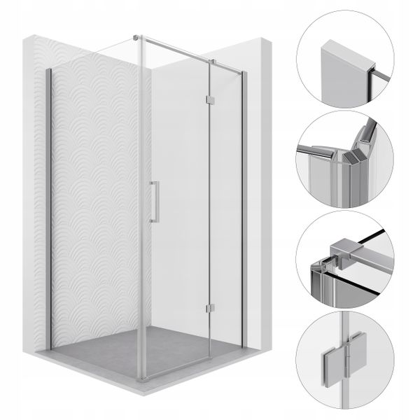 Kup KABINA PRYSZNICOWA 80x80 CM UCHYLNA CHROM ZE WSPORNIKIEM SZKŁO 6MM ...