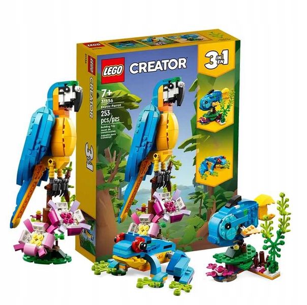 LEGO CREATOR Egzotyczna papuga 3w1 Żaba Ryba KLOCKI 31136 - Arena.pl