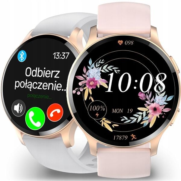 Kup SMARTWATCH ELEGANCKI ZEGAREK DAMSKI ROZMOWY SPORT APLIKACJA POLSKIE ...