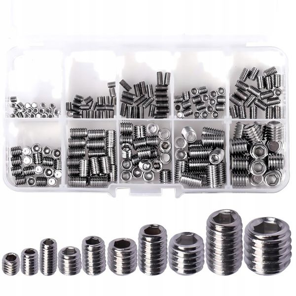 Zestaw śrub imbusowych wkrętów dociskowych 200 sztuk - Arena.pl