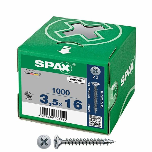 Kup Pudełko śrubek SPAX Wirox Z2 Płaska głowa 3,5 x 16 mm 1000 Unidades ...