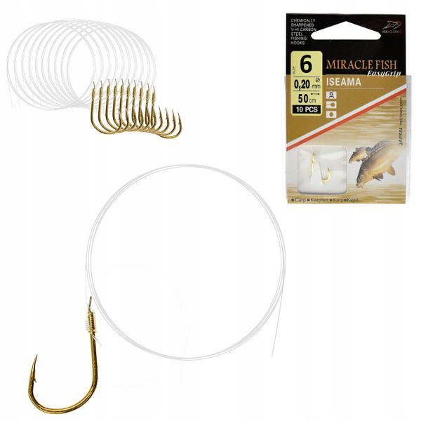 Haczyki WIĄZANE ISEAMA Przypony GOTOWE 10 SZT r 6 - Arena.pl