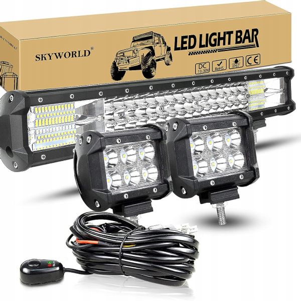 REFLEKTOR SAMOCHODOWY LED MOCNY HALOGENY ZESTAW X3 - Arena.pl