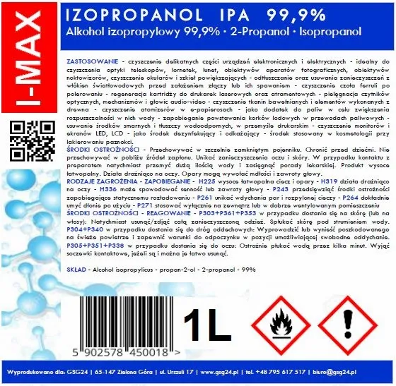Kup Izopropanol IPA I-MAX 99,9% - Alkohol izopropylowy 1L na arena.pl i ...