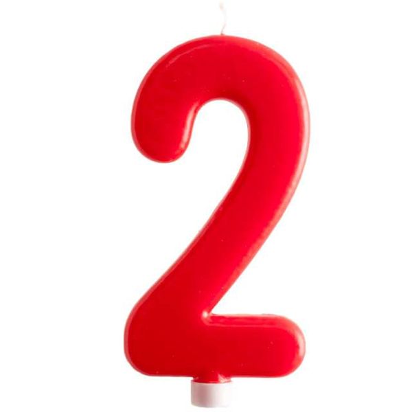 Świeczka "Cyfra 2 - Giant", Dekora, czerwona, 15 cm - Arena.pl