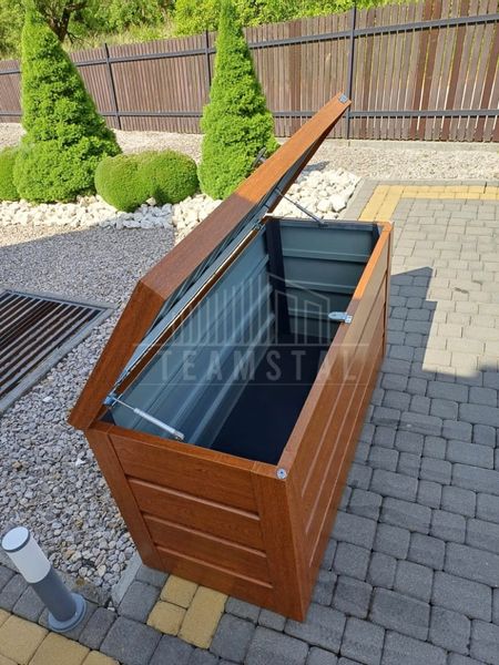 Kup Skrzynia ogrodowa metalowa kufer 150x60x70cm złoty dąb TS612 na ...