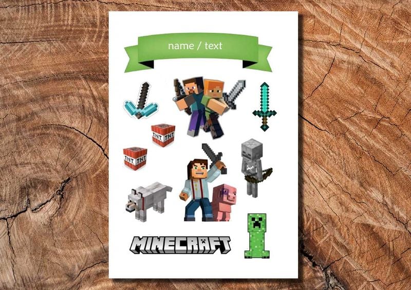 Wydruk cukrowy na tort A4 Minecraft napis DIY - Arena.pl
