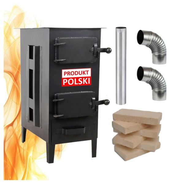 PIEC PIECYK KOZA SZAMOTOWY APOLLO ATEST/POLSKI +RURA +2x KOLANKO ZESTAW ...