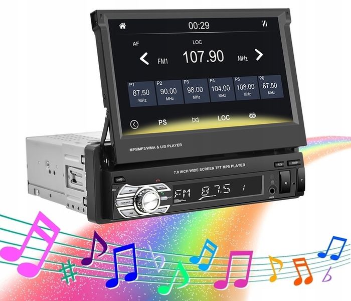 RADIO SAMOCHODOWE 1DIN 7'' BT WYSUWANY EKRAN DOTYKOWY MIRROR LINK KAMERA - Arena.pl