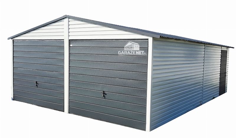 GARAŻ BLASZANY 6M X 7M POZIOM - DWUSPAD - 2X BRAMA UCHYLNA GB261 - Arena.pl