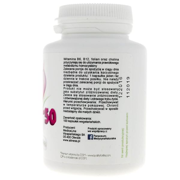 Aliness Witamina B Complex B-50 Methyl - 100 kapsułek - Arena.pl