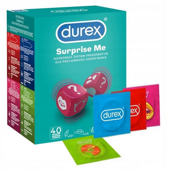 Kup DUREX Surprise Me Mix Zestaw 4 Rodzaje Prezerwatyw 40szt na arena ...