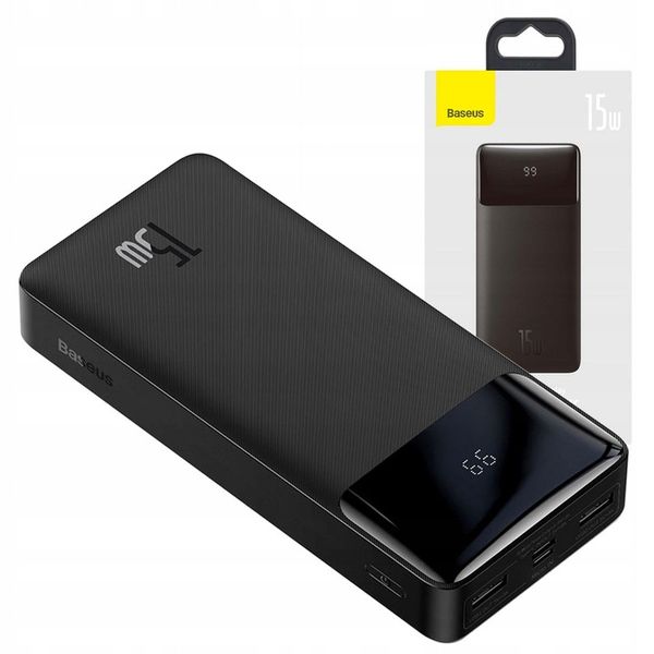 BASEUS POWER BANK 20000 mAh 15W USB USB-C SZYBKI MOCNY POWERBANK +KABEL - Arena.pl