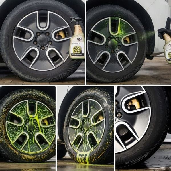 K2 NEORIM 700ml Zasadowy Płyn Mycia Felg Kół Opon NEON + SZCZOTKA ...