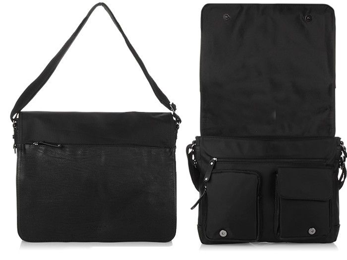 BEVER'S czarna DUŻA A4 MĘSKA TORBA LISTONOSZKA SKÓRA POLSKA DO SZKOŁY ...