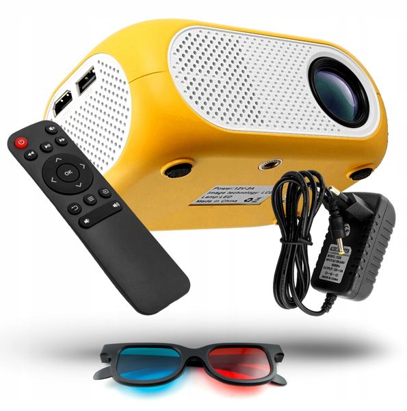 Mini Projektor Multimedialny LED Full HD USB Głośnik 2W Pilot Okulary ...