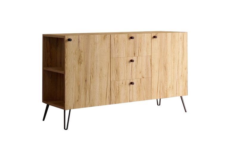 Komoda loft z półką i szufladami LEWA DĄB ZŁOTY - Arena.pl