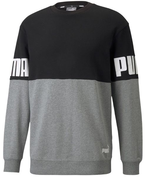 Bluza męska Puma Power Colorblock Crew szaro-czarna 589430 01 S - Arena.pl