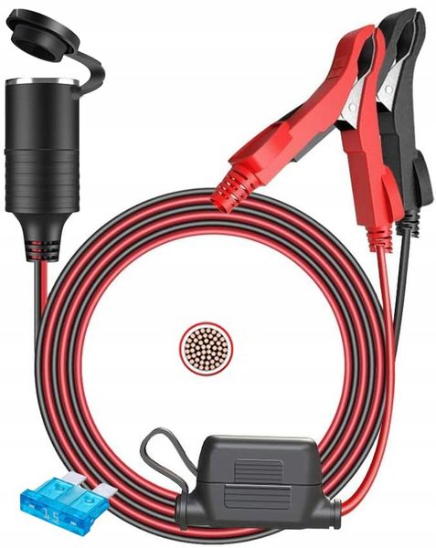 Gniazdo zapalniczki z bezpiecznikiem z KROKODYLAMI 16 AWG 3m. 15A 12V 24 V - Arena.pl