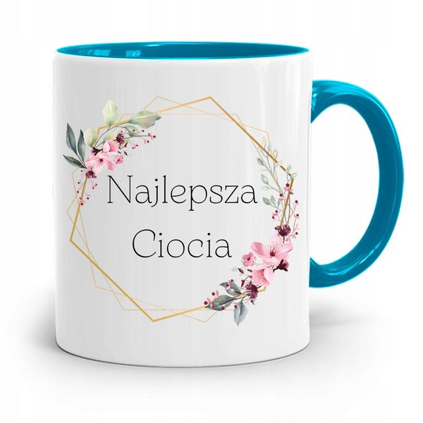 Kubek Błękitny Prezent Dla Cioci Najlepsza Ciocia Z Nadrukiem Ze Zdjęciem - Arena.pl