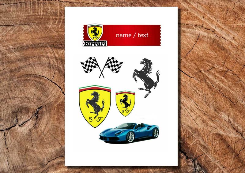 Kup Wydruk waflowy opłatek na tort A4 Ferrari napis DIY na arena.pl i ...