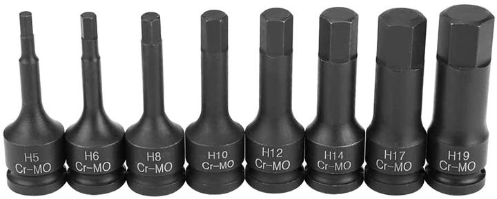 KLUCZE UDAROWE HEX IMBUS 5-19MM 8 szt 1/2" ZESTAW H5-H19 NASADOWE CRMO ...