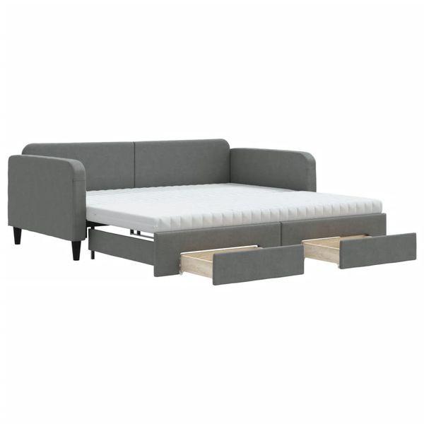 Sofa rozsuwana z szufladami, ciemnoszara, 100x200 cm, tkanina - Arena.pl