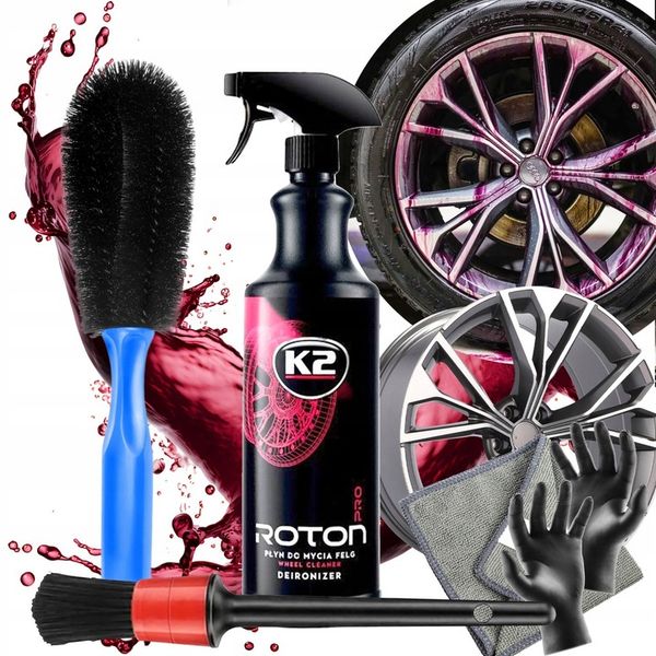 ZESTAW DO MYCIA FELG K2 ROTON PRO KRWISTY EFEKT DEIRONIZER SZCZOTKA ...