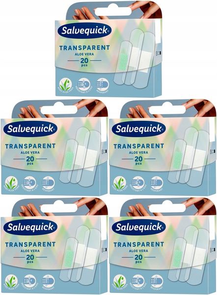 Plastry SALVEQUICK Transparent Aloe Vera Z Opatrunkiem 20 Sztuk - Arena.pl