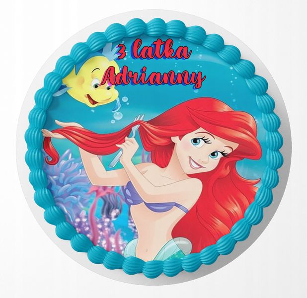 OPŁATEK NA TORT 20CM - SYRENKA ARIELKA + GRATIS - Arena.pl