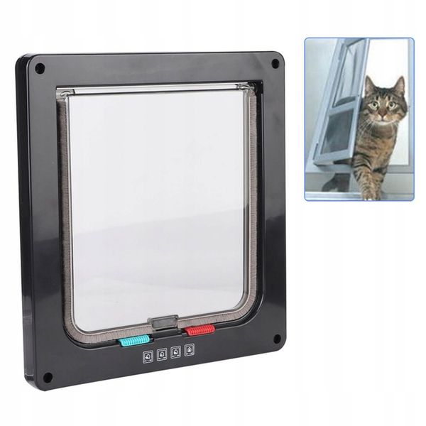 DRZWI KLAPKA KOTA PSA CZARNY 4 SPOSOBY WEJŚĆ CAT M 18,8 x 5 x 19,4 ...