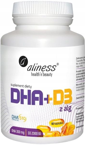Kup Omega DHA 300 mg z alg + D3 2000IU 60 KAPS BEZ GMO Cholesterol ...