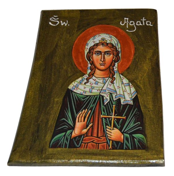 Ikona Święta Agata patronka chroniąca od burzy, pożaru - Arena.pl