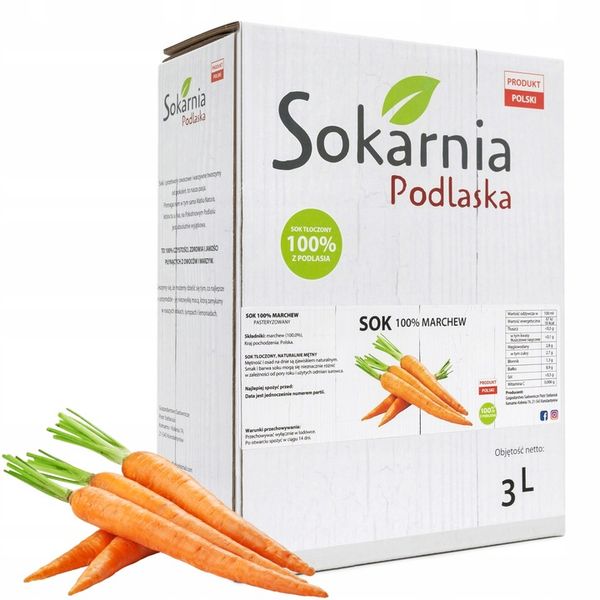 SOK MARCHEWKOWY 3L TŁOCZONY 100% MARCHEW Antyoksydanty Bogactwo Witamin NFC - Arena.pl