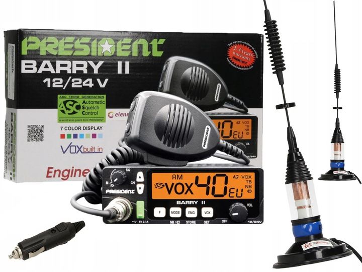 Kup ZESTAW CB RADIO PRESIDENT BARRY Z ANTENA A3K Z9U na arena.pl i ...