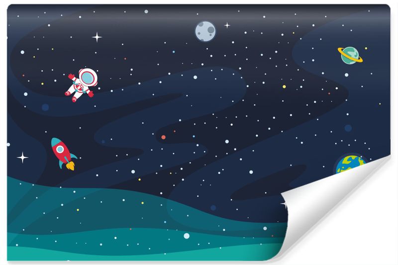 Fototapeta Do Pokoju Dzieci KOMOS Planety Gwiazdy Astronauta 450cm x 300cm - Arena.pl