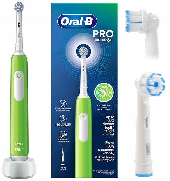SZCZOTECZKA ELEKTRYCZNA DLA DZIECI ORAL-B PRO 3 JUNIOR ZIELONA - Arena.pl