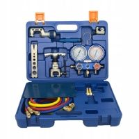 ZESTAW NARZĘDZI VALUE DO MONTAŻU SERWISU KLIMATYZACJI MANOMETRY WALIZKA ...
