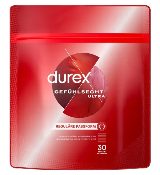 durex gefuhlsecht ultra 30 szt. lateksowe prezerwatywy, 20% cieńsze ...