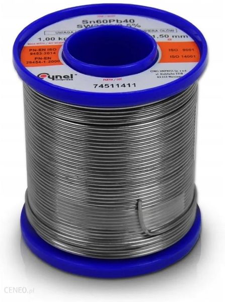 Kup Cyna do lutowania z kalafonią polska Cynel 1kg 1,5mm 1000g na arena ...