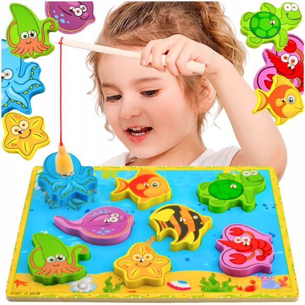 Zestaw Prezentowy Drewniana Gra Rybki | Dla Dziecka 3-8 lat - Arena.pl