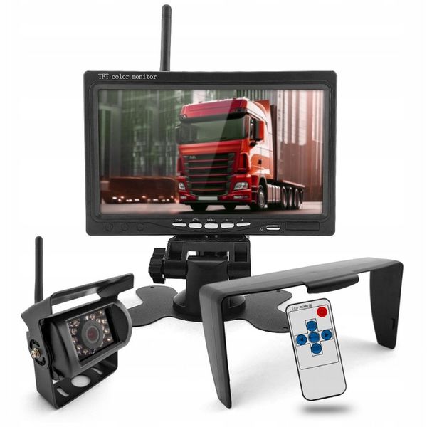BEZPRZEWODOWA KAMERA COFANIA 15M MONITOR LCD7' BUS TIR KOMBAJN 12V/24V ...