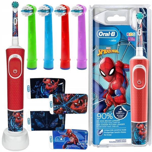 SZCZOTECZKA ELEKTRYCZNA DLA DZIECI ORAL-B VITALITY SPIDERMAN + DODATKI - Arena.pl