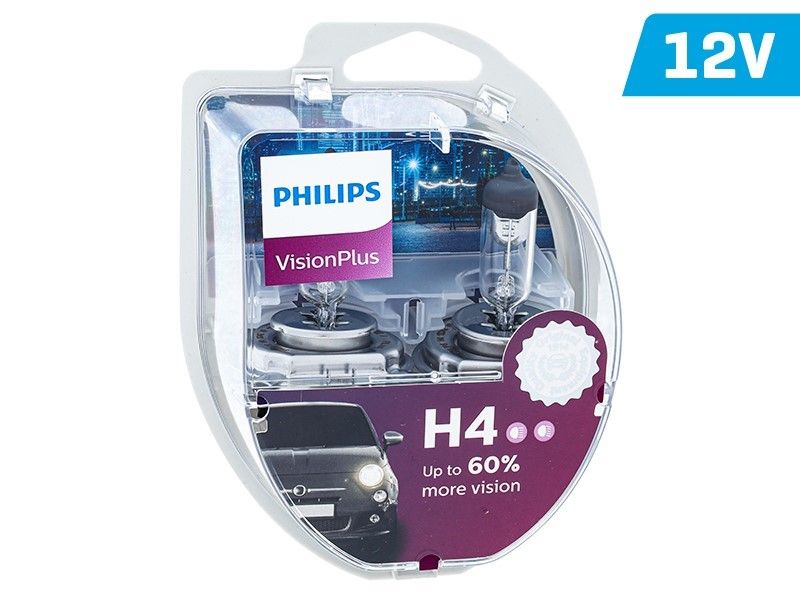 Żarówki PHILIPS H4 12V 60/55W P43t VisionPlus +60% - Arena.pl