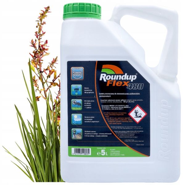 ROUNDUP FLEX 480 5L MOCNY ŚRODEK CHWASTOBÓJCZY PREPARAT NA CHWASTY ...