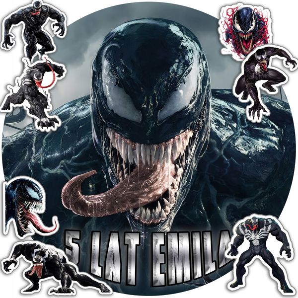 OPŁATEK NA TORT 30CM - VENOM SPIDER MAN + IMIĘ + GRATIS! 24CM 26CM ...