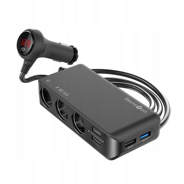 ROZDZIELACZ GNIAZDA ZAPALNICZKI REINSTON 12V / 24V USB QC 3.0 / 3x USB 2.0 - Arena.pl