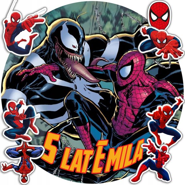 Kup OPŁATEK NA TORT 30CM - SPIDERMAN VENOM + IMIĘ + GRATIS! 24CM 26CM ...