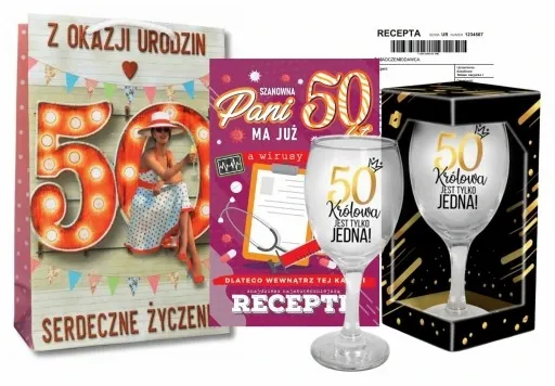 Prezent na 50 Urodziny dla KOBIETY, Kieliszek - Arena.pl